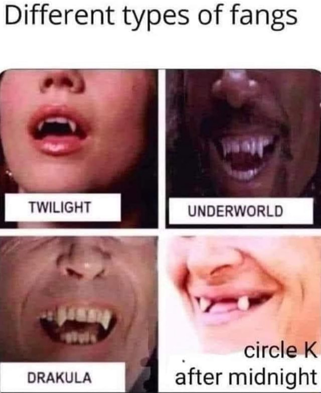 Different types of fangs TWILIGHT UNDERWORLD circle K after midnight ...