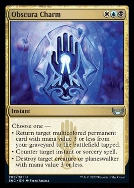 Obscura Charm Return target multieolored permanent ard with manalvalue ...