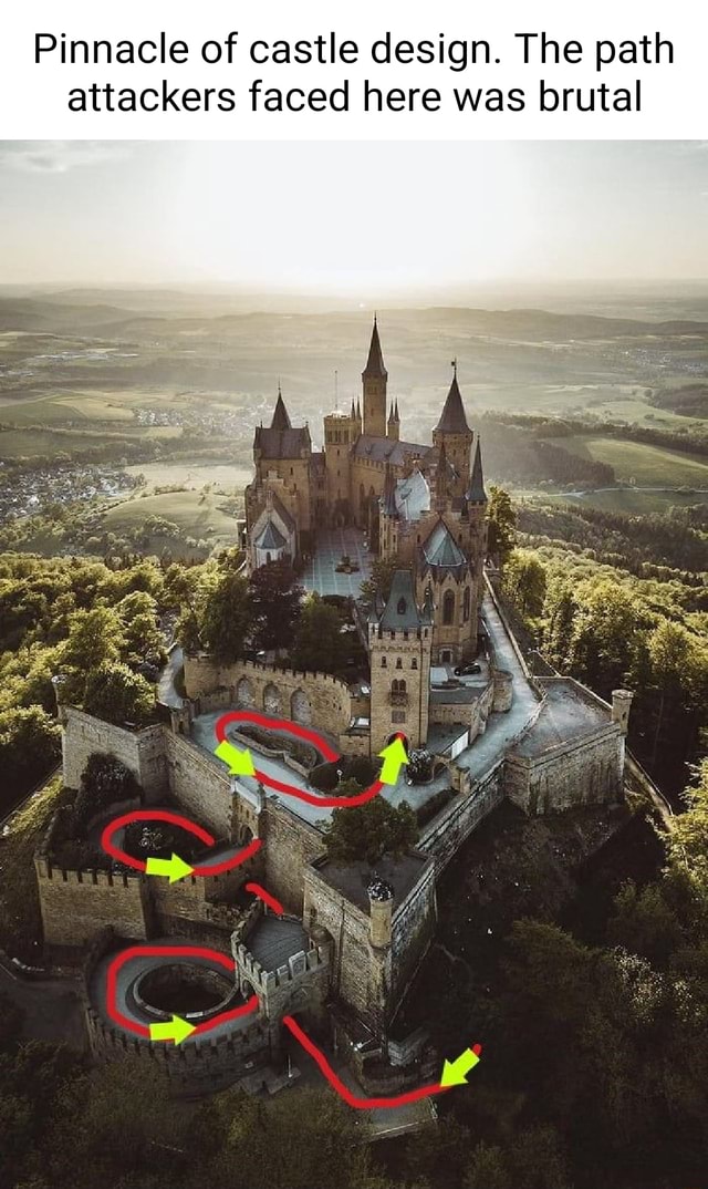 Pinnacle of castle design. The path attackers faced here was brutal ...