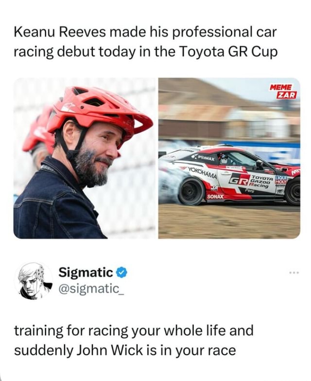Keanu Reeves made his professional car racing debut today in the Toyota ...