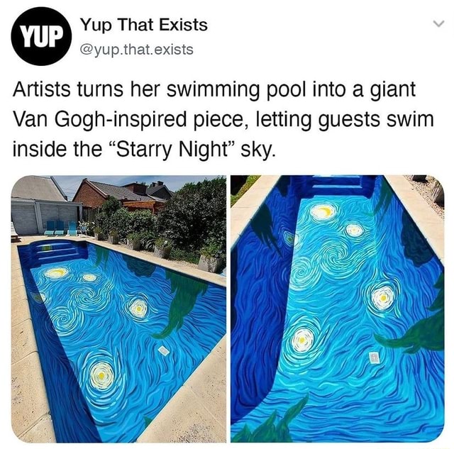 Artists turns her swimming pool into a giant Van Gogh-inspired piece ...