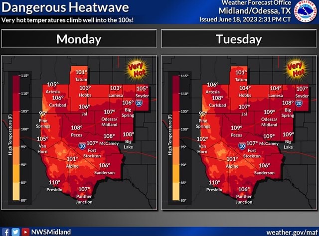 Weather Forecast Office Dangerous Heatwave TX Very hot temperatures ...
