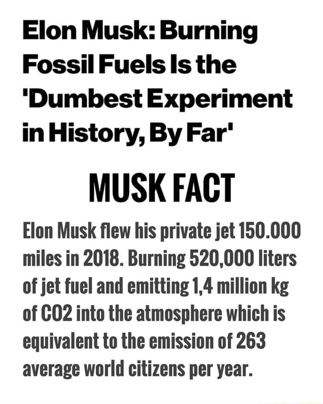 Elon Musk: Burning Fossil Fuels Is the 'Dumbest Experiment in History ...