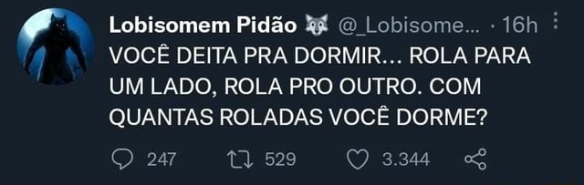 Lobisomem Pidão Lobisome.. - VOCÊ DEITA PRA DORMIR... ROLA PARA UM LADO ...