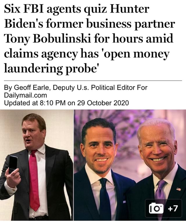 Six FBI agents quiz Hunter Biden's former business partner Tony ...