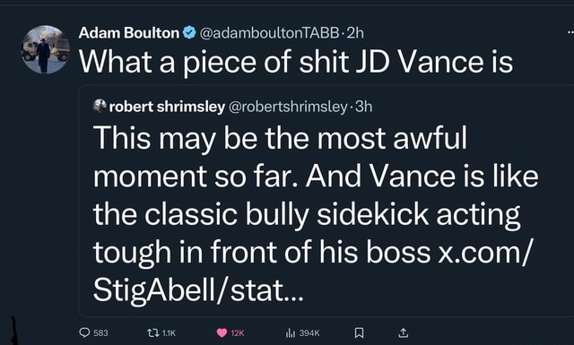 Adam Boulton @ @adamboultonTABB- What a piece of shit JD Vance is ...