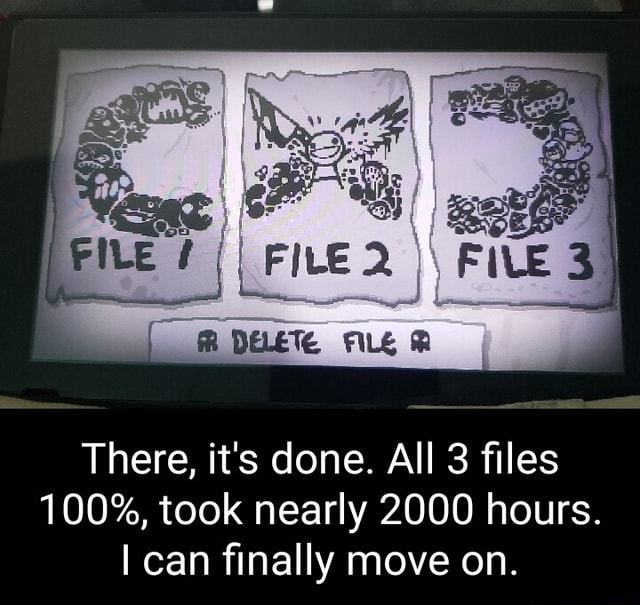 FILE FILE DELETE FILE There, it's done. All 3 files 100%, took nearly ...