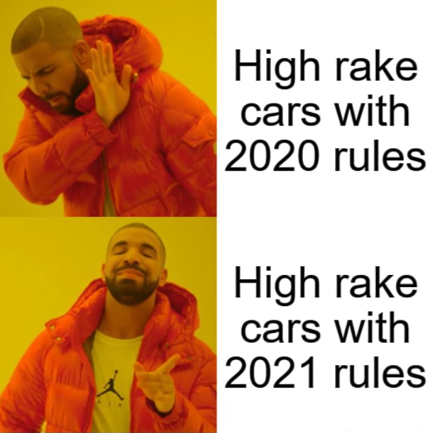 High rake cars with 2020 rules High rake cars with 2021 rules - America ...