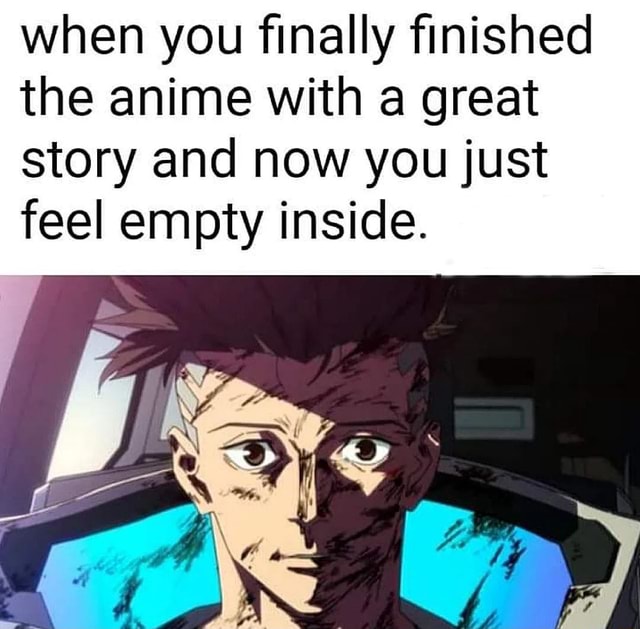 When you finally finished the anime with a great story and now you just ...