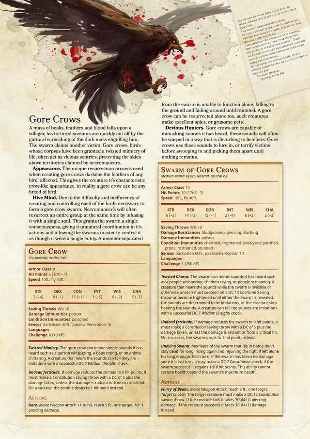 Gore Crows A mass of beaks, feathers and blood falls upon a villager ...