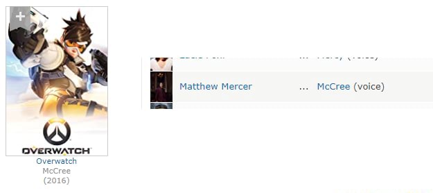 Matthew Mercer McCree (voice) OVERWATCH 'Overwatch McCree - iFunny