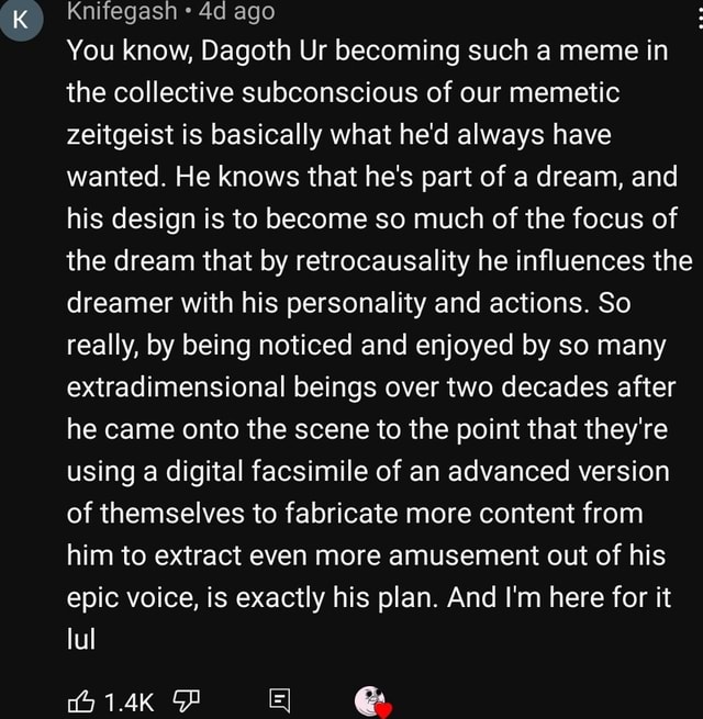 Knifegash ago You know, Dagoth Ur becoming such a meme in the ...
