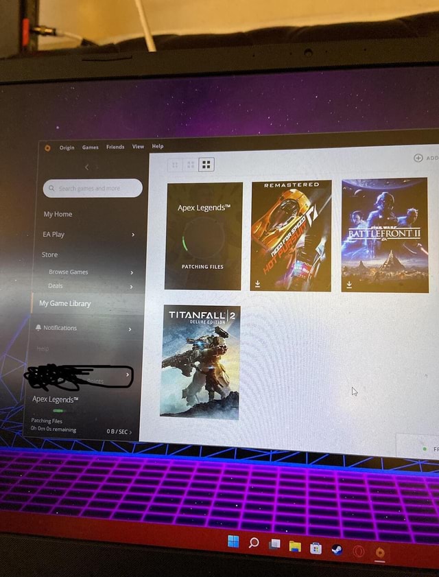 Origin. Games Friends View Help My Home REMASTERED ar Apex EA Play > PATCHING FILES Store Game ...