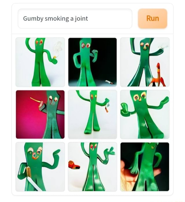 Gumby smoking a joint Run - iFunny