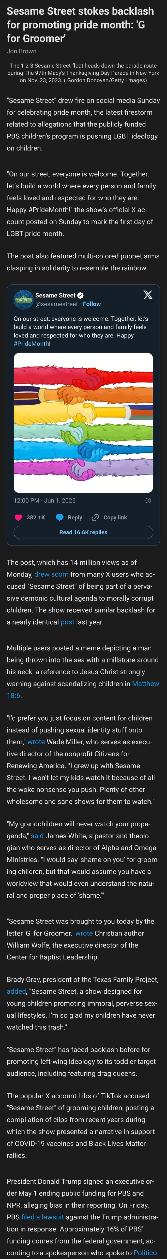 Sesame Street stokes backlash for promoting pride month: 'G for Groomer ...