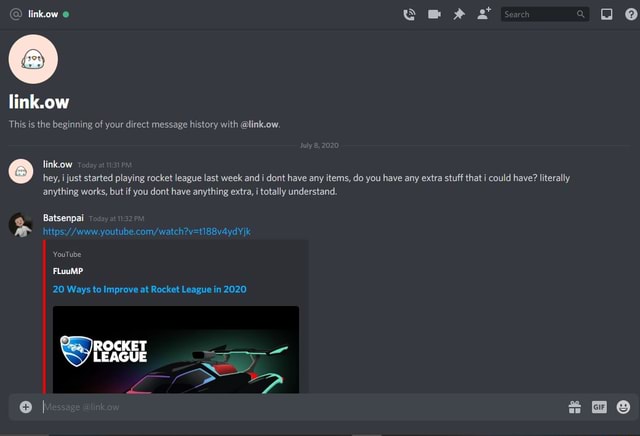 This is the beginning of your direct message history with @link.ow. hey ...