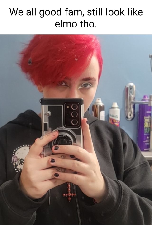 We all good fam, still look like elmo tho. - iFunny