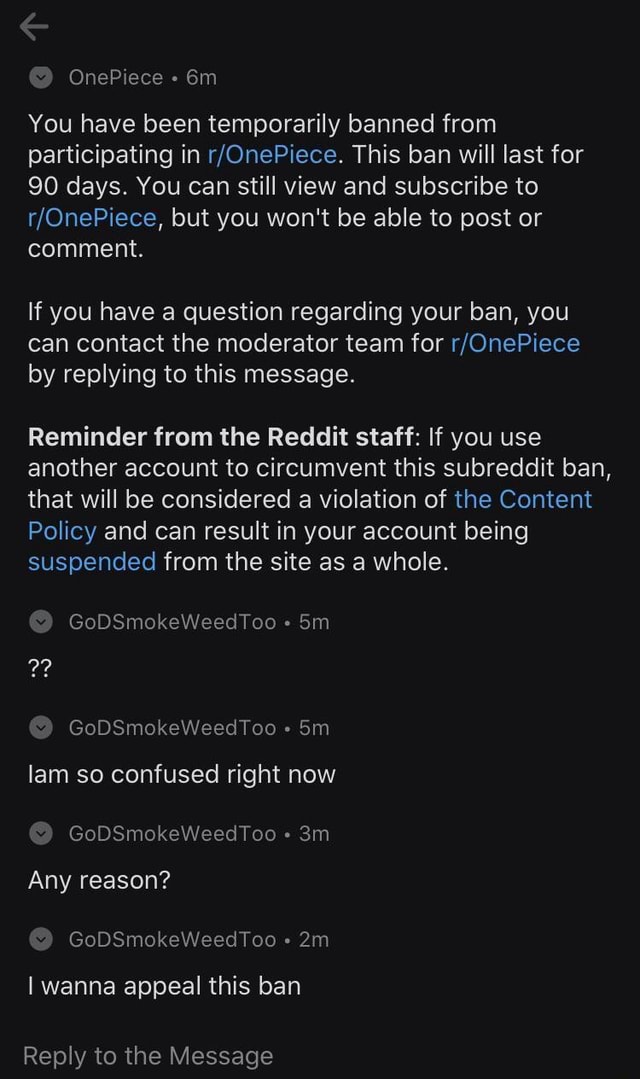 You have been temporarily banned from participating in This ban will ...