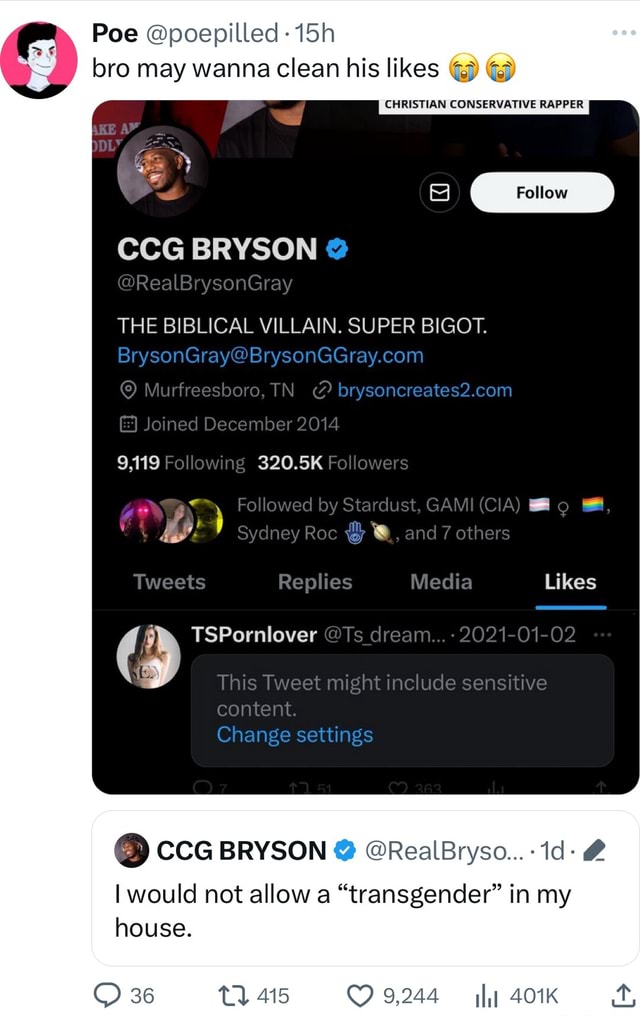 Poe @poepilled: bro may wanna clean his likes CHRISTIAN CONSERVATIVE ...