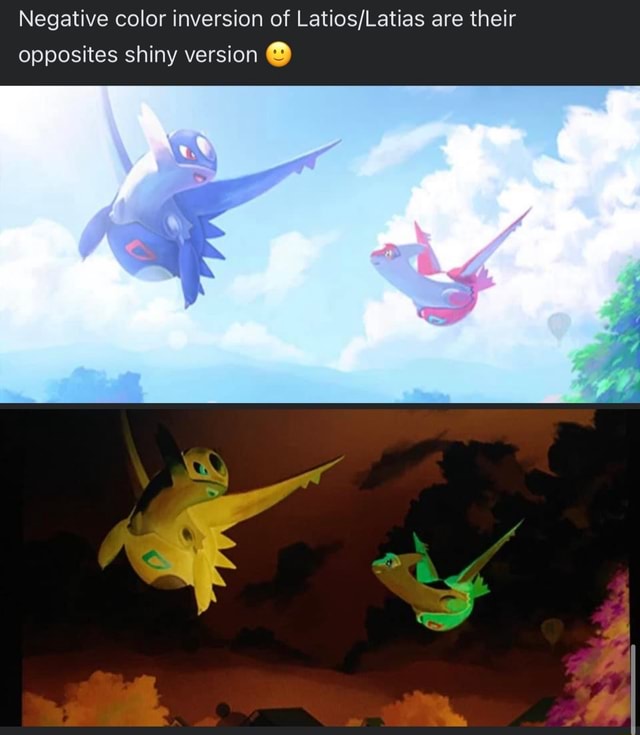 Negative color inversion of are their opposites shiny version - iFunny