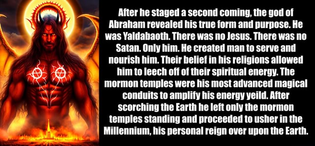 After he staged a second coming, the god of Abraham revealed his true ...