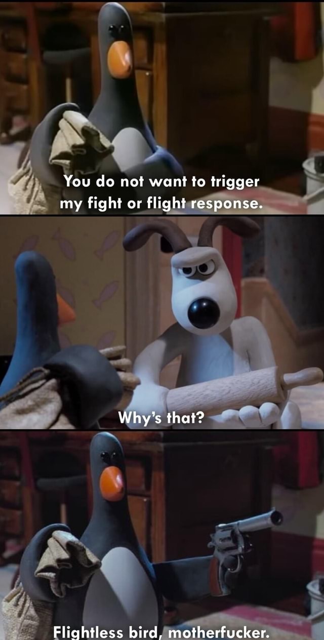 You do not want to trigger my fight or flight response. Why's that ...