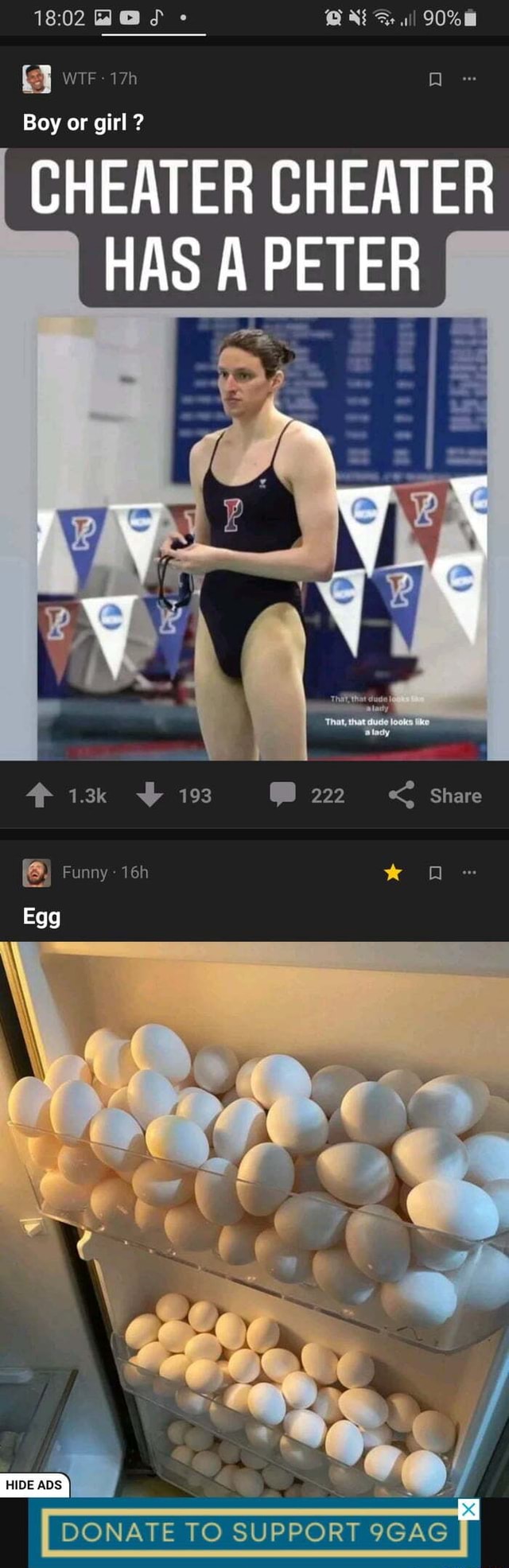 Boy or girl ? I CHEATER CHEATER HAS PETER 193 Share Funny - Egg I DONATE TO SUPPORT 9GAG ...