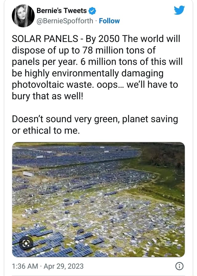 I Bernie's Tweets @BernieSpofforth Follow SOLAR PANELS - By 2050 The ...