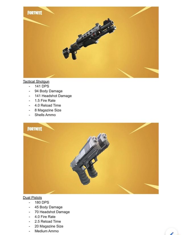 FORTNITE Tactical Shotgun - 141 DPS - 94 Body Damage - 141 Headshot ...