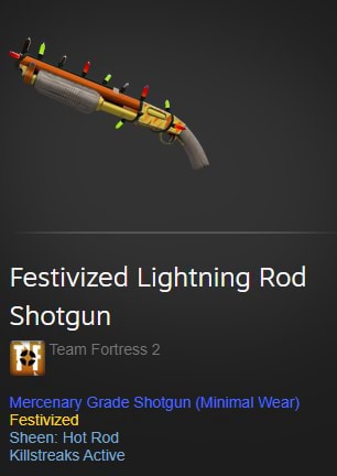 Festivized Lightning Rod Shotgun Team Fortress 2 Mercenary Grade ...