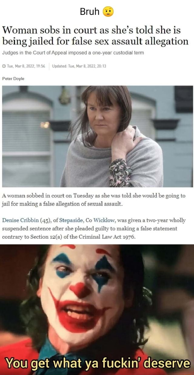 Bruh Woman sobs in court as she's told she is being jailed for false ...