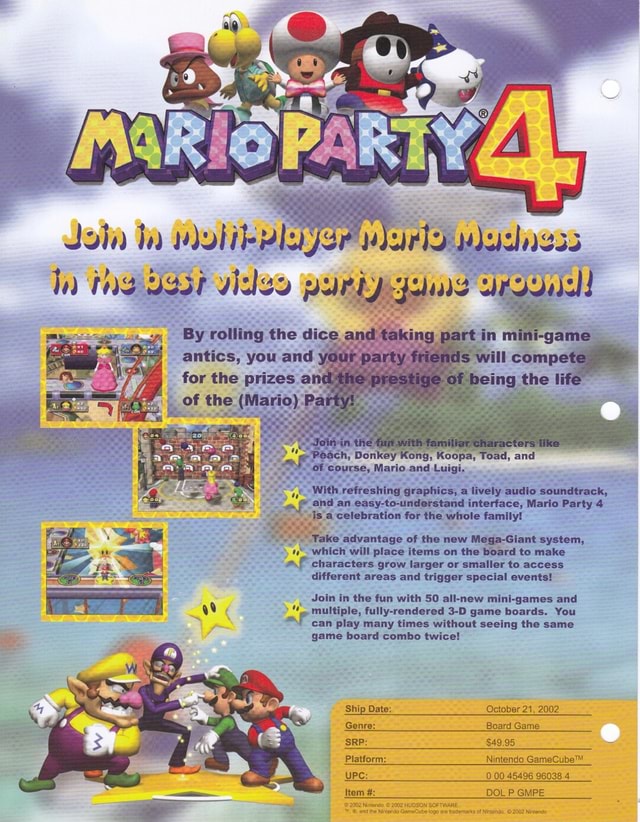 Tn In By the antics, you and rack, interface, Mario Party 4 lebration ...