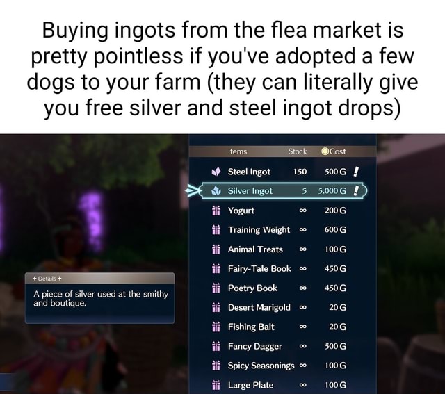 Buying ingots from the flea market is pretty pointless if you've ...
