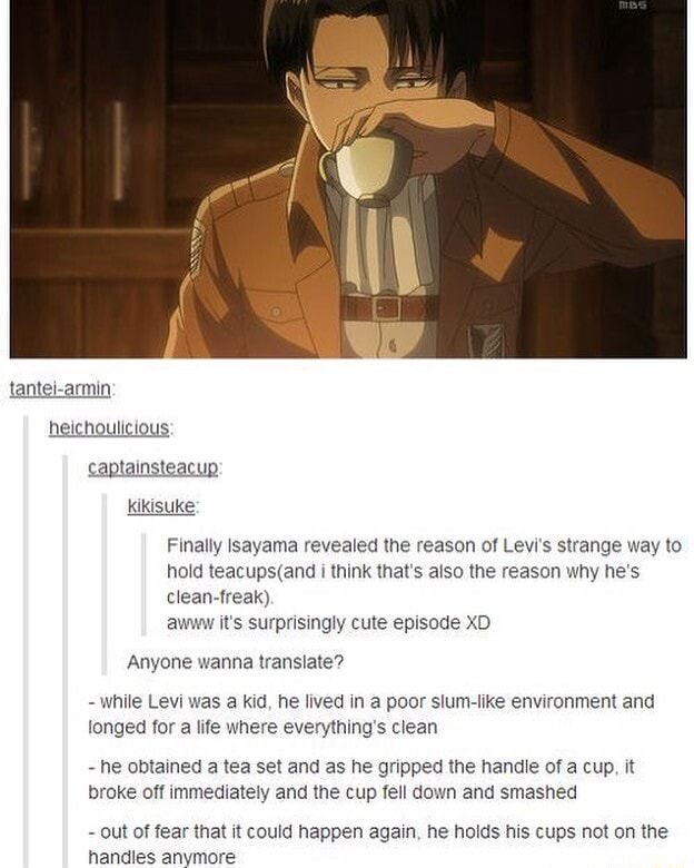 Finally Isayama revealed the reason of Levi's strange way to hold ...