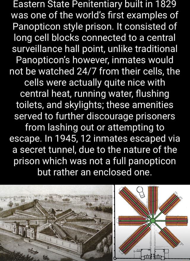 Eastern State Penitentiary built in 1829 was one of the world's first examples of Panopticon ...