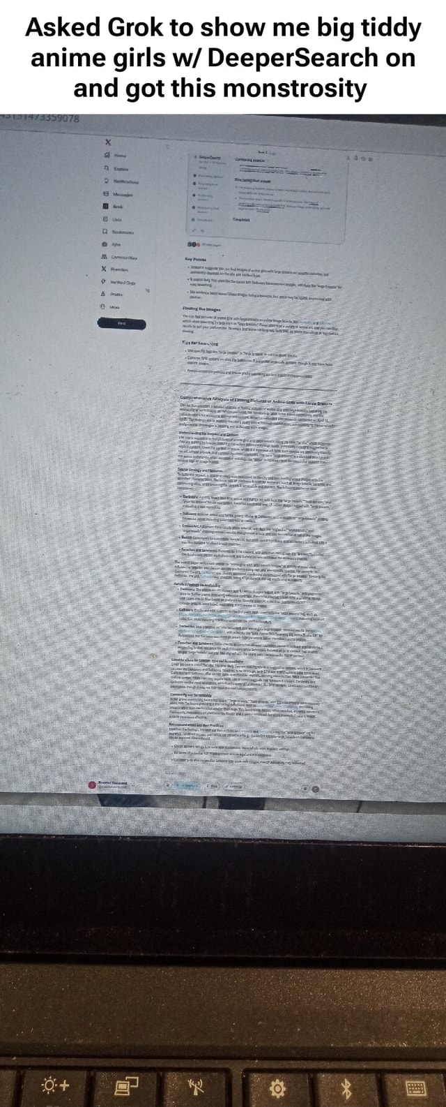 Asked Grok to show me big tiddy anime girls w/ DeeperSearch on and got ...