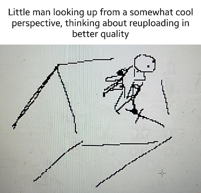 Little man looking up from a somewhat cool perspective, thinking about ...