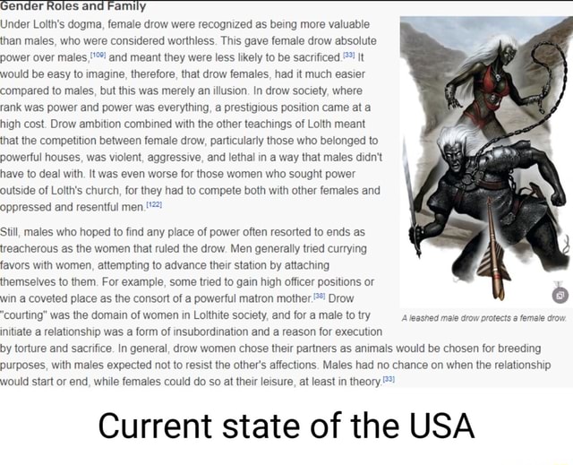 Gender Roles and Family Under Lolth's dogma, female drow were ...