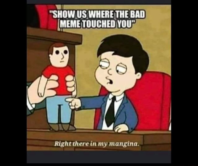 "SHOW US WHERE THE BAD [MEME TOUCHED YOU; Right there in my mangina ...