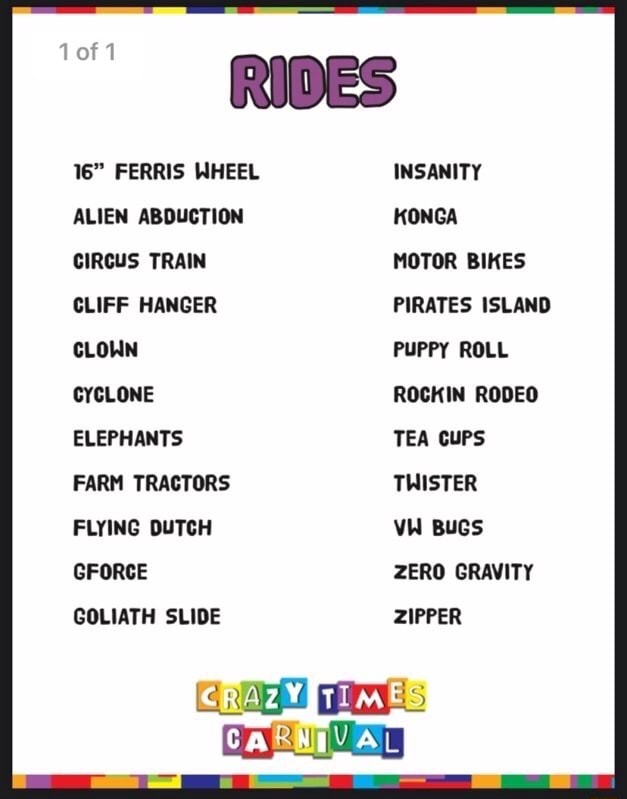 RIDES 16" FERRIS WHEEL INSANITY ALIEN ABDUCTION KONGA CIRCUS TRAIN ...