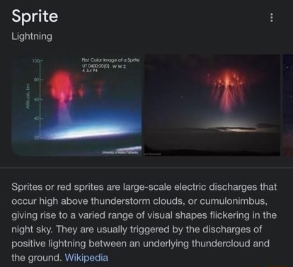 Sprite Lightning Sprites or red sprites are large-scale electric ...