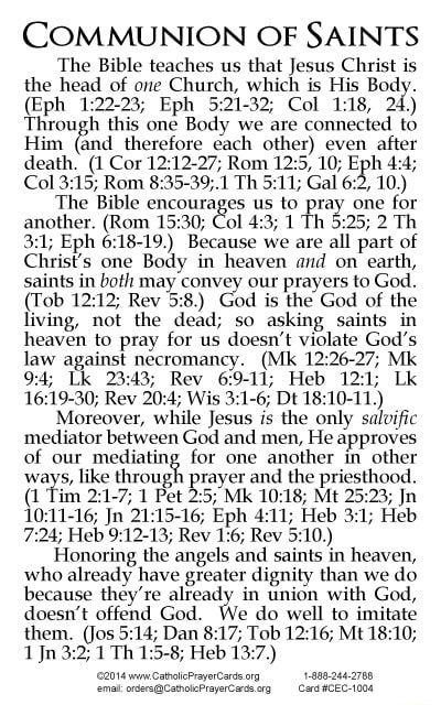COMMUNION OF SAINTS The Bible teaches us that Jesus Christ is the head ...
