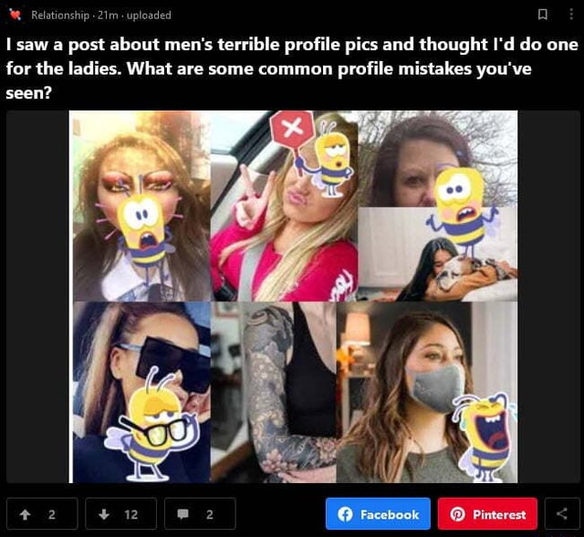 Relationship - uploaded saw a post about men's terrible profile pics ...