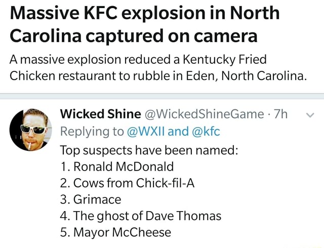 Massive KFC explosion in North Carolina captured on camera A massive ...