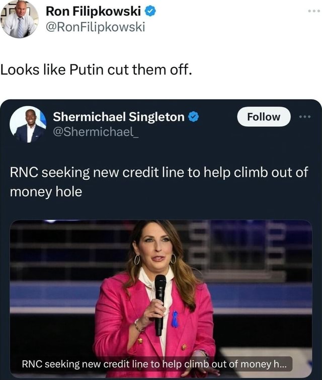 Ron Filipkowski @RonFilipkowski Looks like Putin cut them off ...