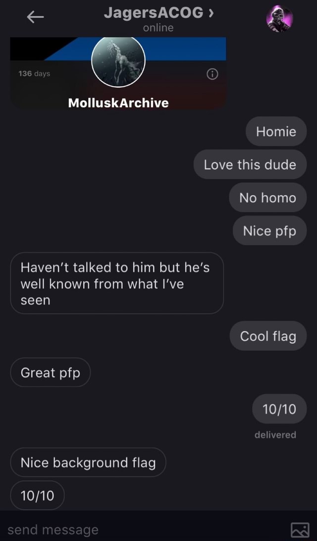 & JagersACOG online 136 days MolluskArchive Homie Love this dude No ...