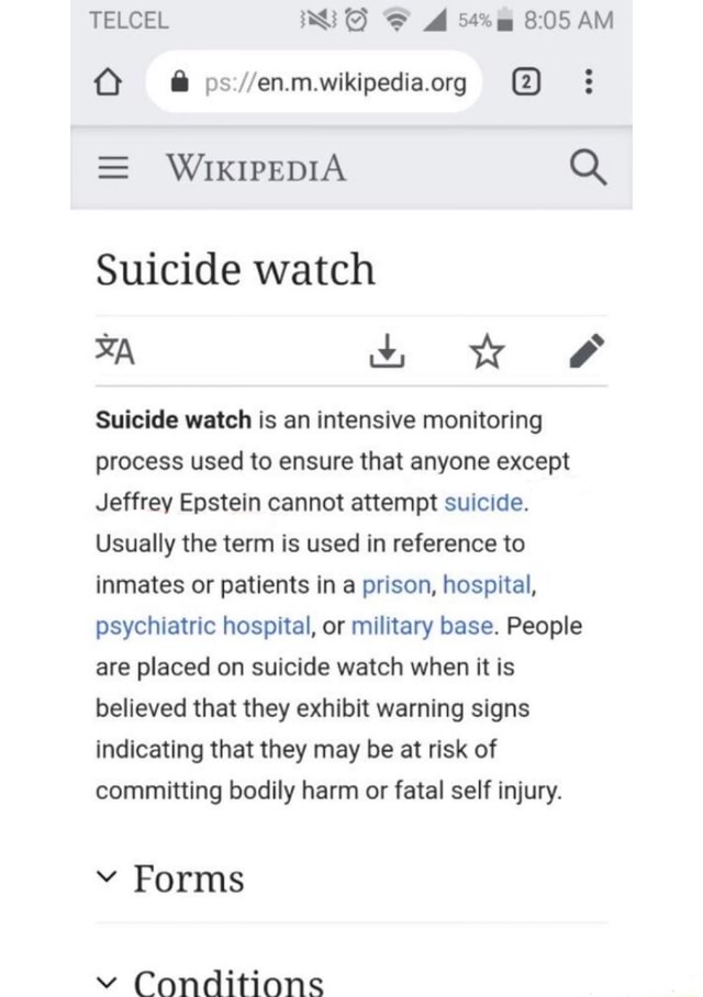 0 & ps//en.m.wikipedia.org G) E WIKIPEDIA Q Suicide watch .biz ...