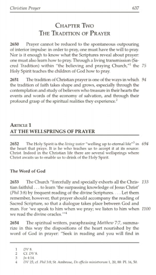 Christian Prayer Capter Two THE TRADITION OF PRAYER 2650 Prayer cannot ...