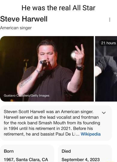 He was the real All Star 21 hours, Steve Harwell American singer Images ...