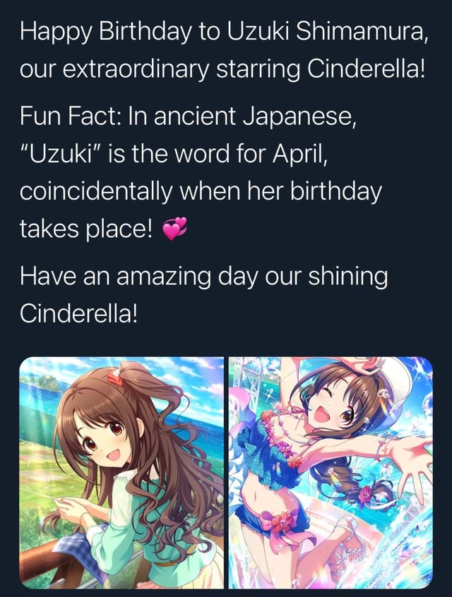 Happy Birthday to Uzuki Shimamura, our extraordinary starring ...